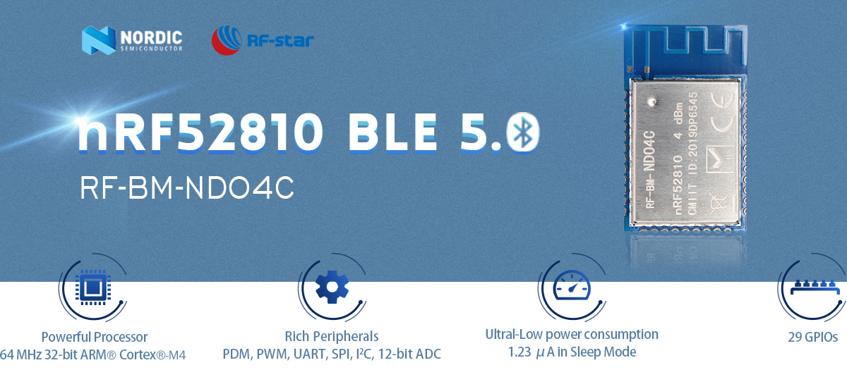 Low Energy BLE5.0 Module UART NRF52810 Module RF-BM-ND04C | RF-star